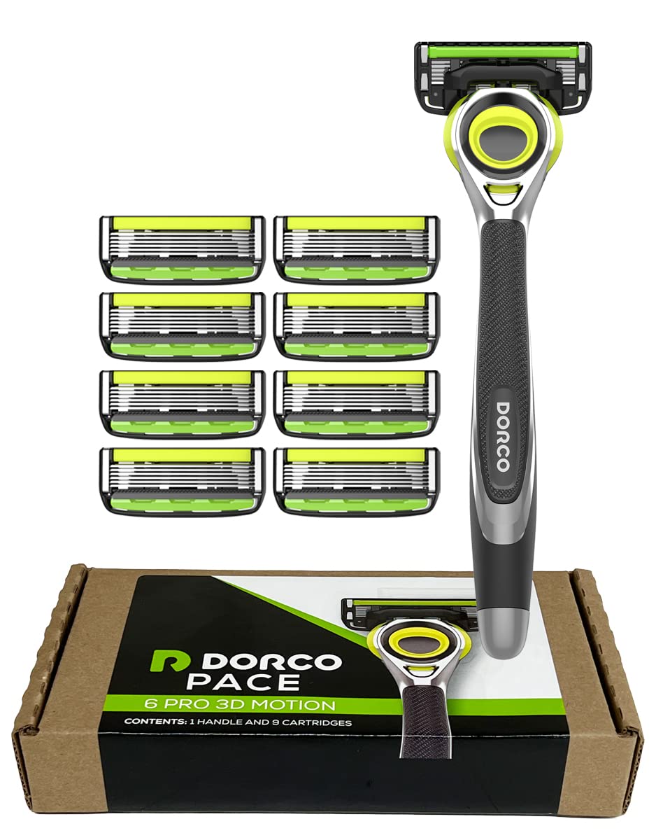 Dorco Pace 6 Pro 3D Motion Razor System – 1 Handle + 9 Cartridges ...