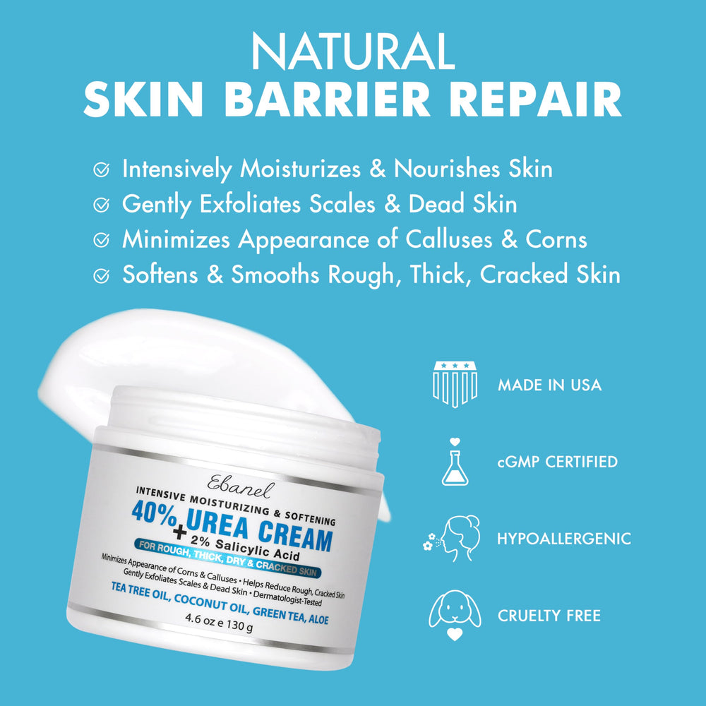 Ebanel Urea Cream 40% + 2% Salicylic Acid for Feet – Keratolytic Foot ...